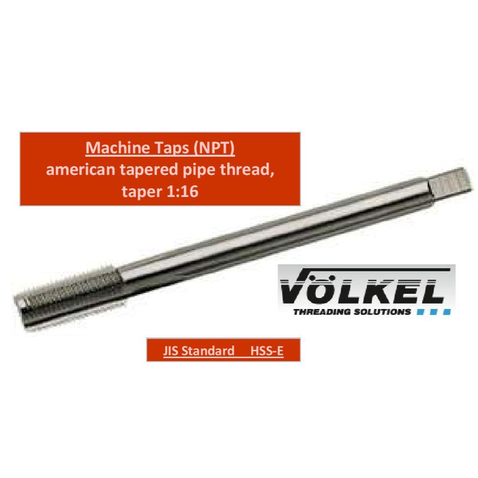 Volkel Machine Taps Spiral Point (NPT) 1/16 x 27 ~ 1" x 11.5 JIS ...