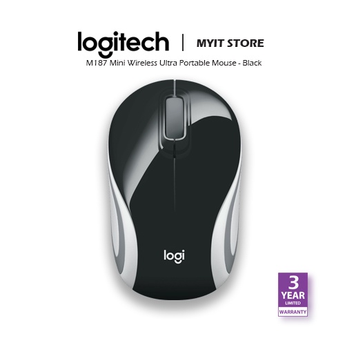 Logitech M187 Ultra Wireless Mouse, 2.4 GHz with USB Receiver (Black ...