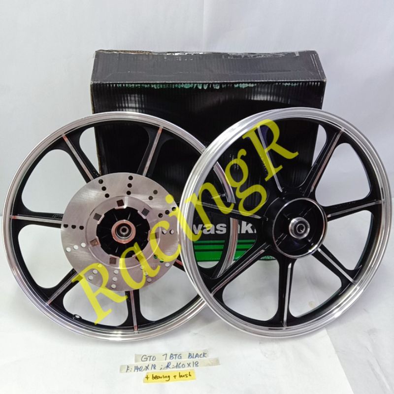 KAWASAKI GTO SPORT RIM SET 7L BLACK - ( + BEARING + BUSH ) + DISC PLATE ...