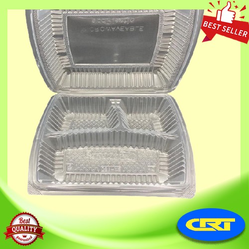 TAPAU - 3 Compartment Disposable Lunch Box 20pcs±/ Plastic Food Box ...