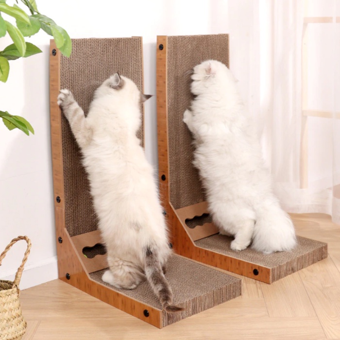 Cat Scratching Board with Ball L Shaped Scratch Scratcher Bed Toy Pad ...