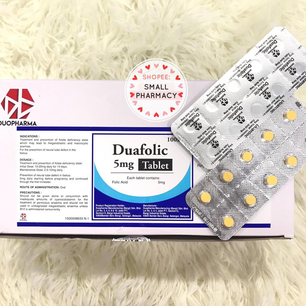 DUOPHARMA Folic Acid 5mg Duafolic Tab (1x10's) Lulus KKM MAL19912697XZ ...