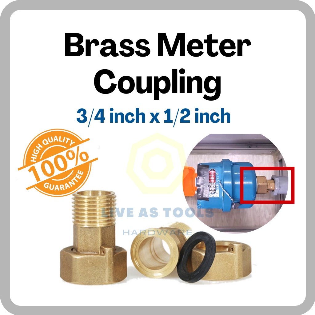 Brass Meter Coupling/ Meter Connector (3/4 Inch X 1/2 Inch) | Shopee ...