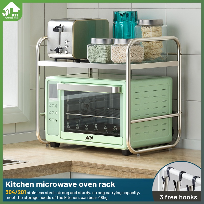 kitchen rack Storage rack microwave oven table oven rack double layer ...