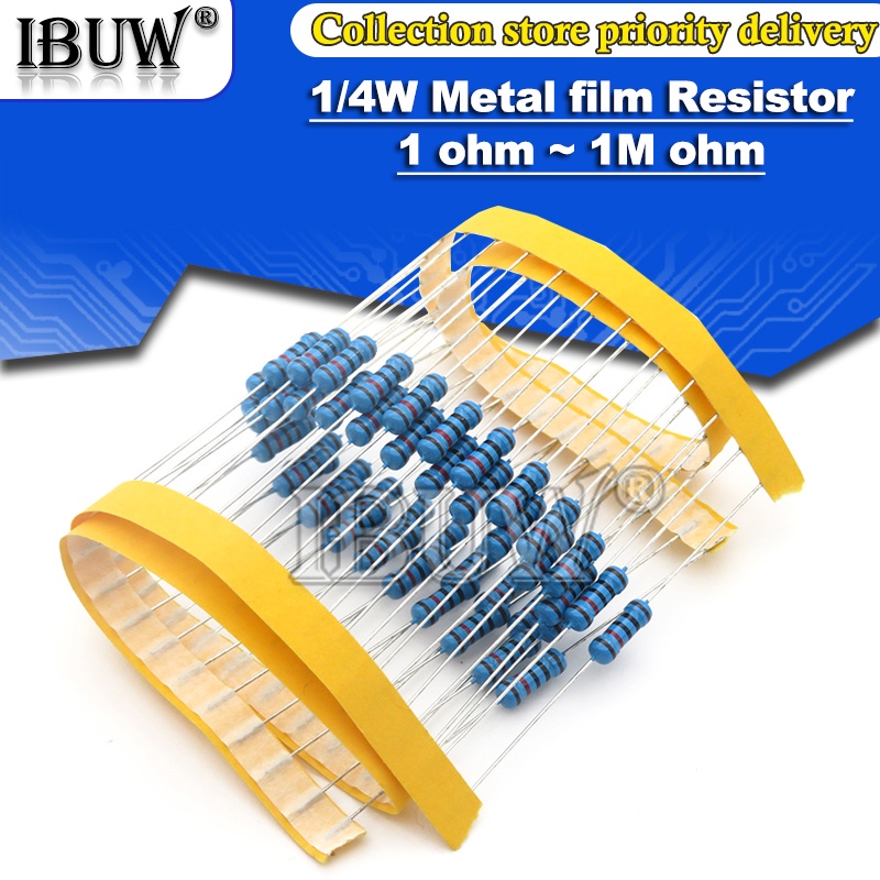100pcs 1/4W Metal film resistor 18R~2K 18R 30R 47R 100R 1K 2K ohm 1% ohm resistance | Shopee ...