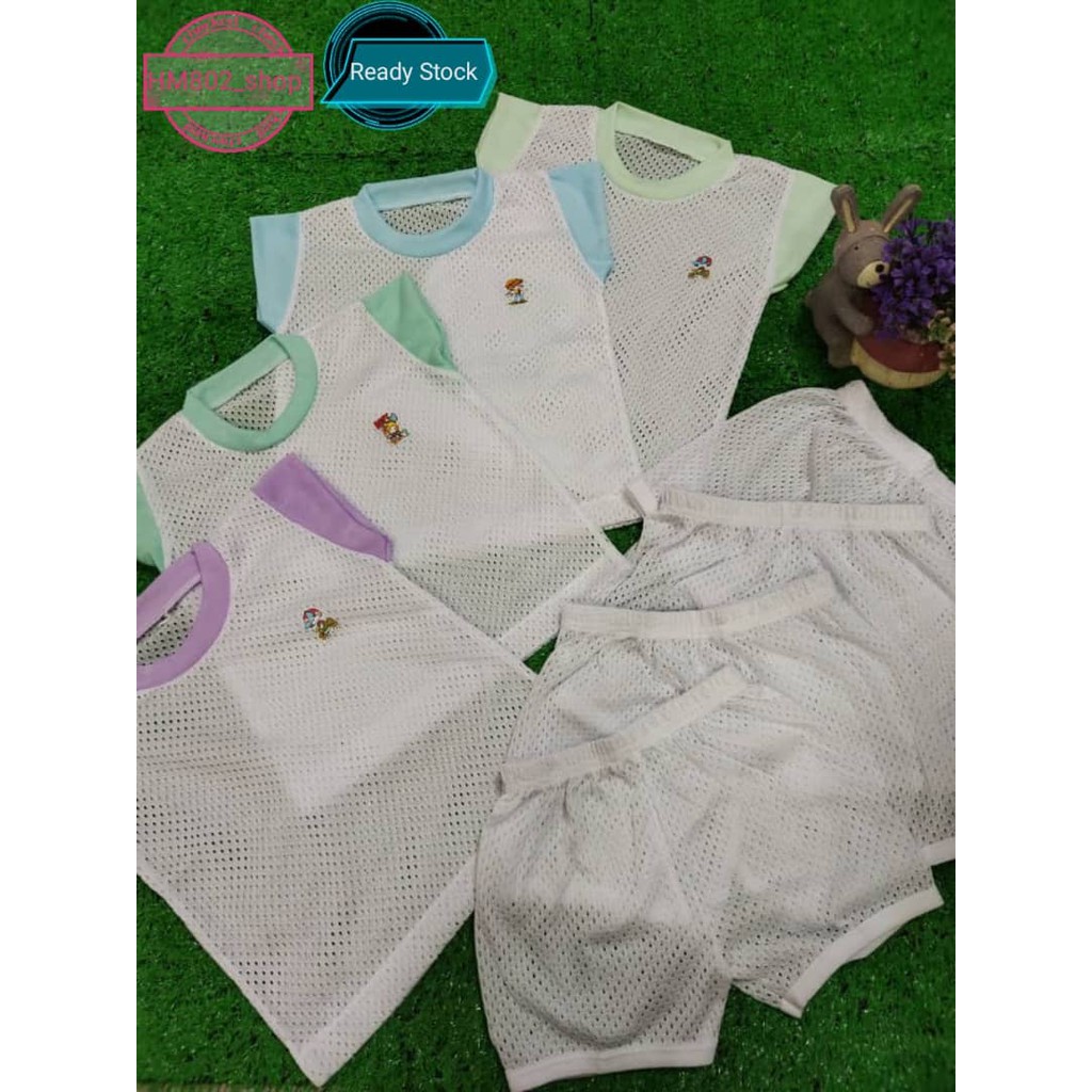 🔥Ready Stock🔥3Set-12Set Baju Lubang Eyelet Bayi Suit/Baby Cute Pattern Infant Small Hole Cotton ...