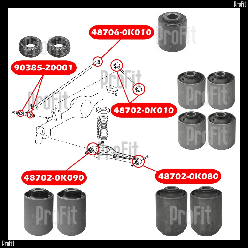 1 SET 11PCS Innova TGN140 Innova TGN40 Fortuner TGN51 Rear Upper Arm ...