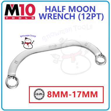 M10 HALF MOON WRENCH (12PT) 8MM-19MM HALF MOON CHROME WRENCH SPANNER ...
