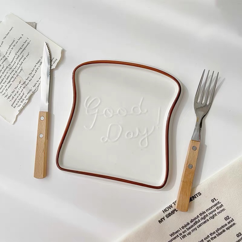 Toast Plate BTS Meal Toast Bread Shaped Plate Dining Table Kitchenware ...