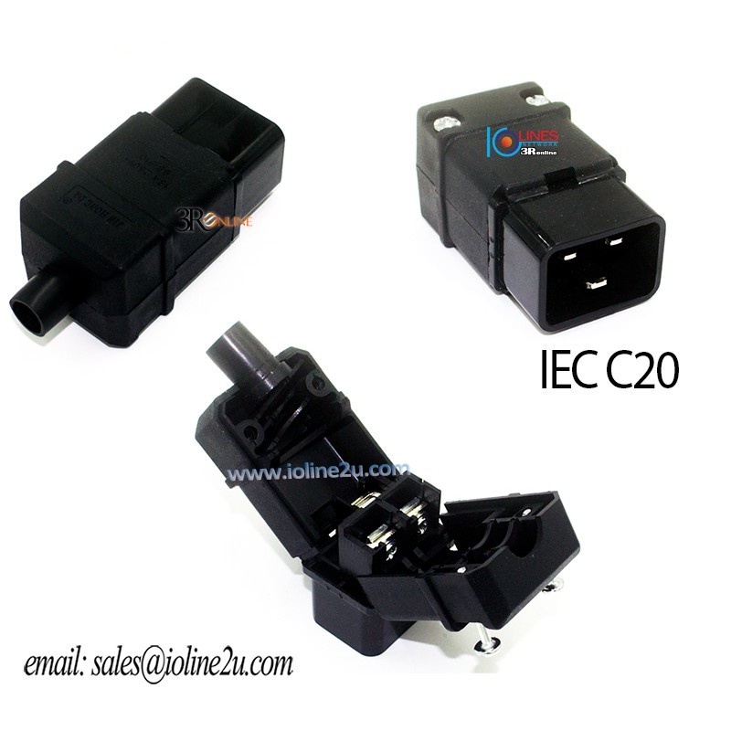 IEC-320-C20 AC Cable Mount Rewireable connector male Plug Pure copper ...
