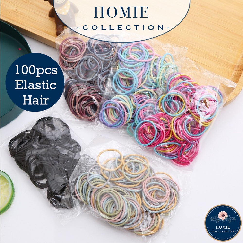 100PCS Elastic Rubber Hair Ties | Fashion Hairband Getah Rambut | Hair ...