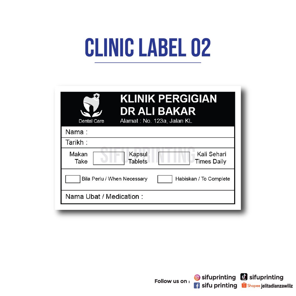 Sticker Label Ubat Klinik | Clinic Medicine Label Sticker | 3 inci x 2 ...