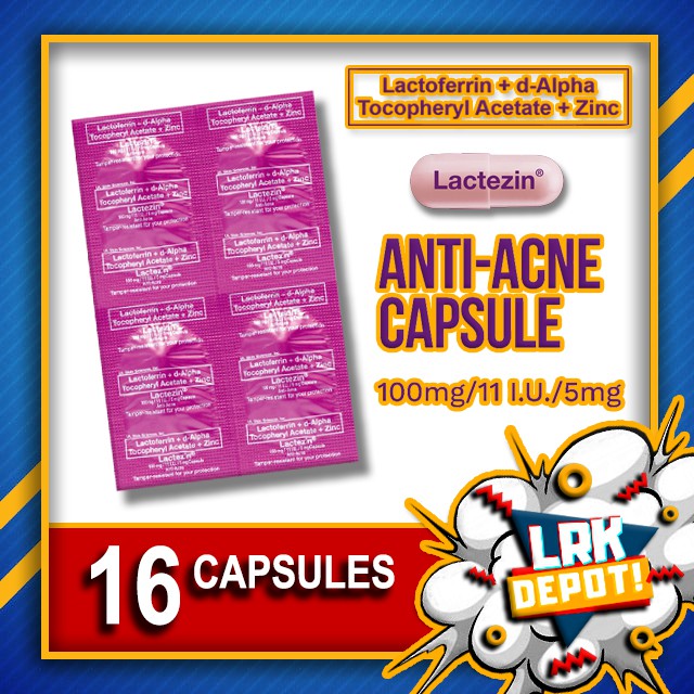 Lactezin Anti-Acne 16 capsules (Lactoferrin + Vitamin E + Zinc ...