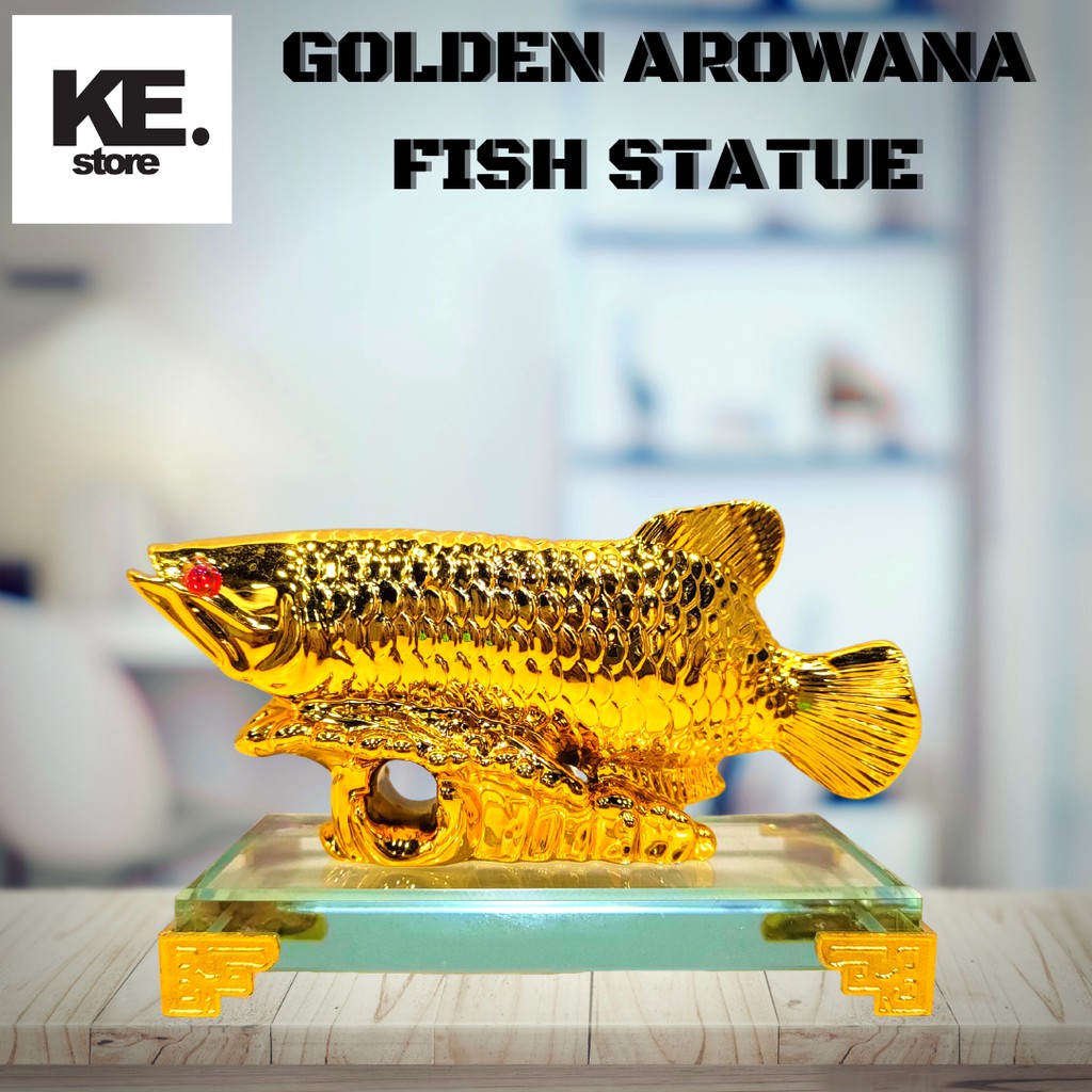 Golden Arowana Fish Statue For Home Decor ,Prosperty,health, peace ...