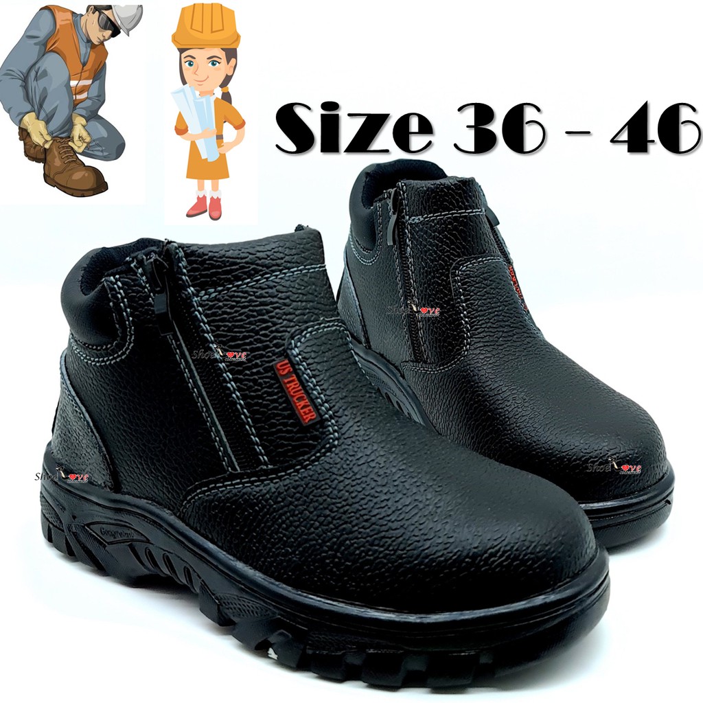 [READY STOCK] Men / Ladies Safety Shoe Double Zip Ankle Boot / Kasut ...