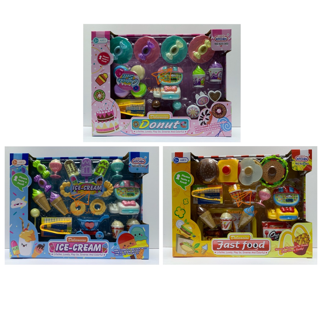 Kid Toys Mini Kitchen Set Ice Cream/Donut/Fast Food Kitchen Set Toy ...