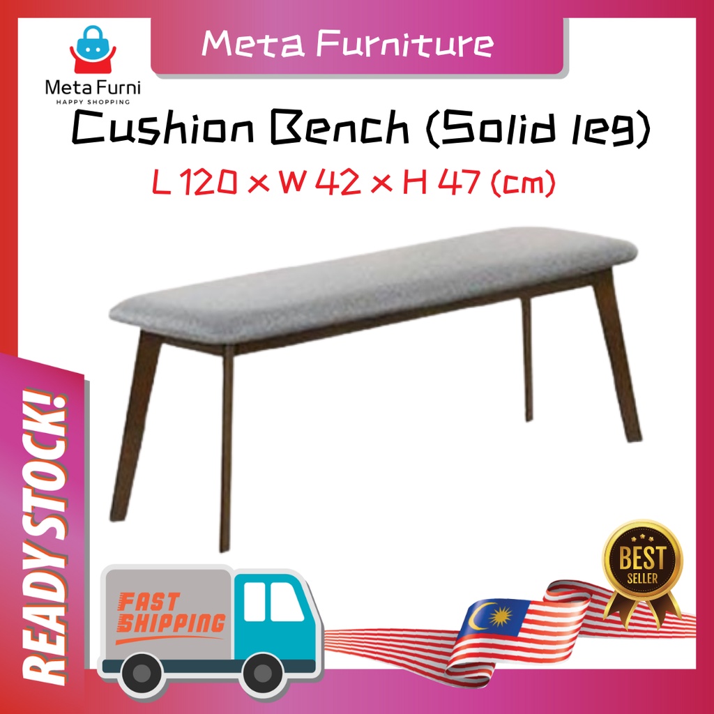 ️MetaFurni - Wooden Solid bench Cushion bench 120cm Kerusi bangku 3 seater bench kerusi bench ...