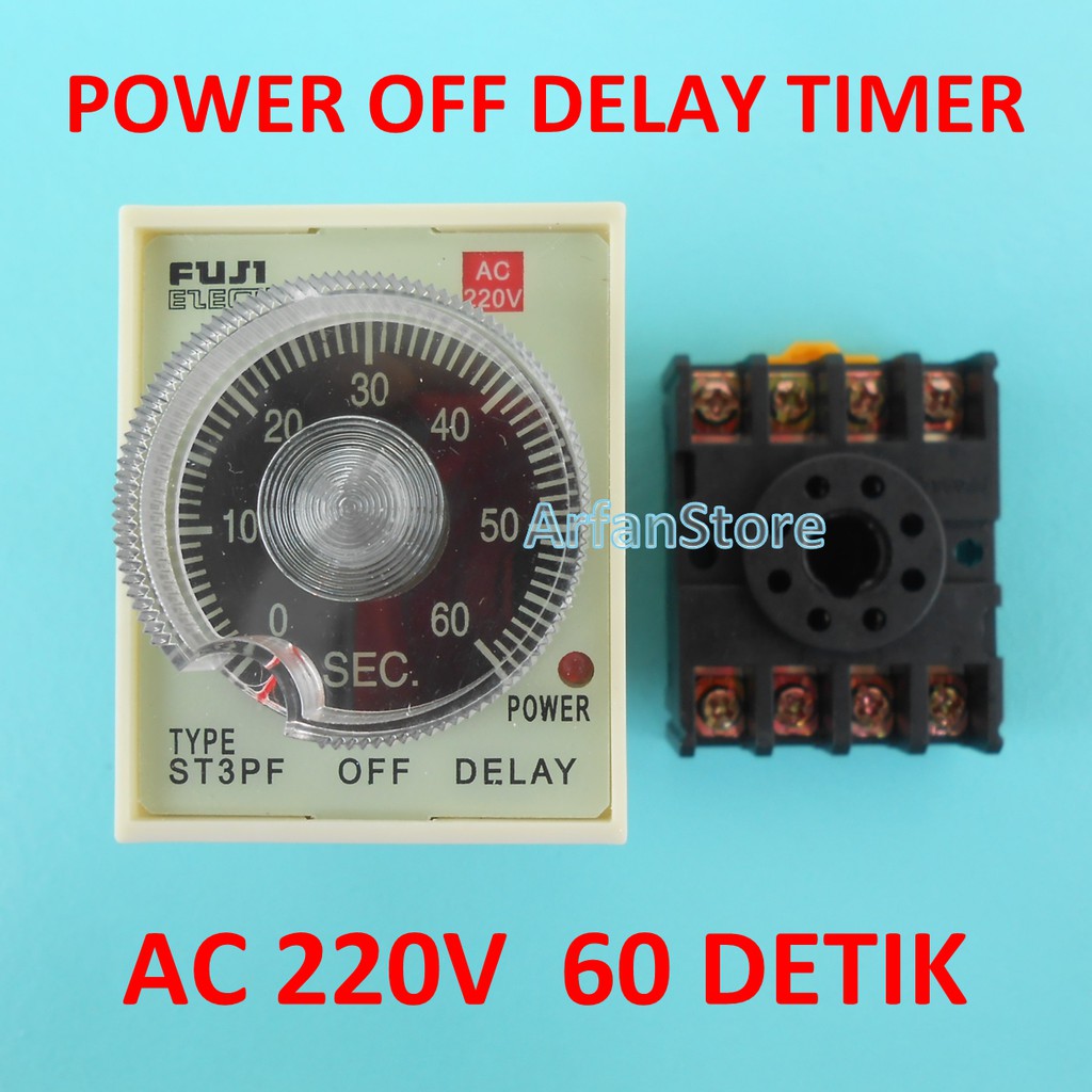 60 Seconds Power OFF Delay Relay Timer TDR AC 220V ST3PF + Socket Base ...