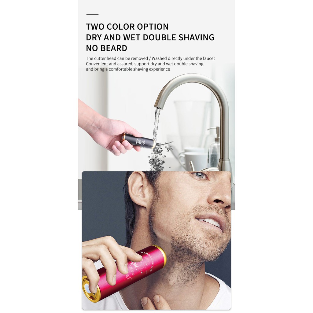 Kemei KM-T10 Mini Men Electric Shaver Wet and Dry Use USB Rechargeable Portable Shaving Machine ...