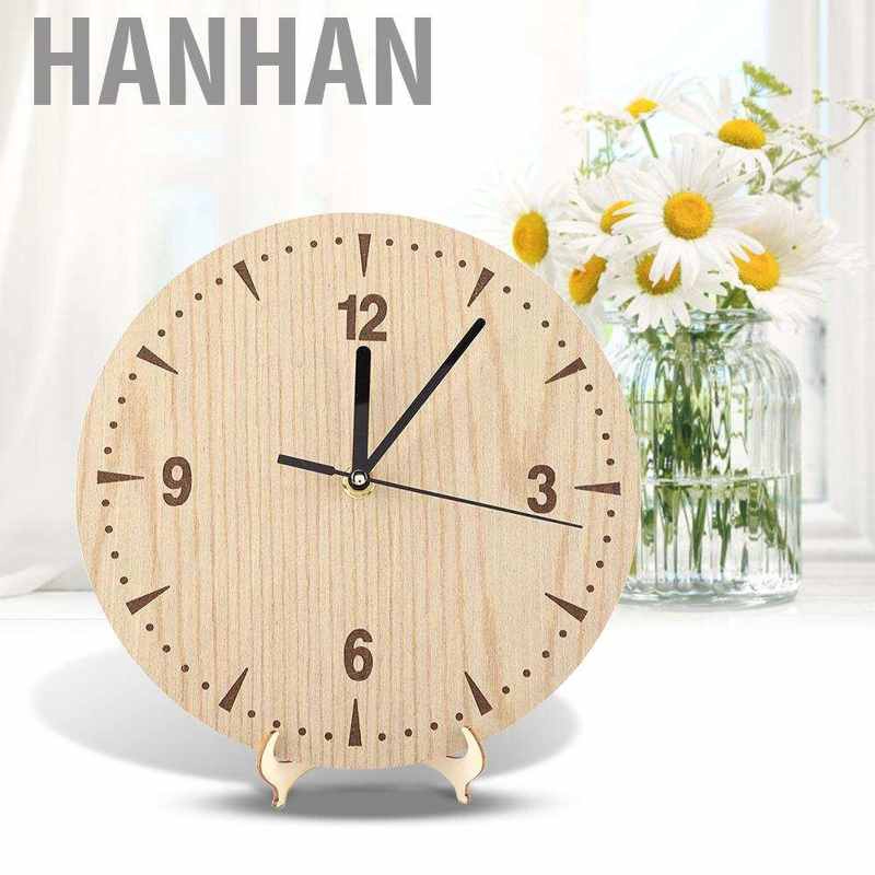 Wooden Material Vintage Round Wood Table Desk Wall Analog Clock for ...