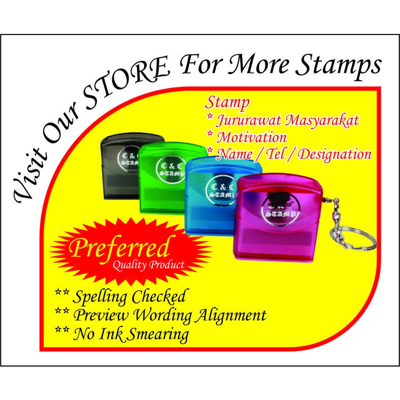 Rubber Stamp Self Ink Name Stamp / Cop Nama / Cop Kertas Paper Stamp ...
