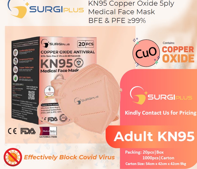 【Surgiplus】Medical KN95 Copper Oxide 5 layers 10pc / 50pcs (1 box ...