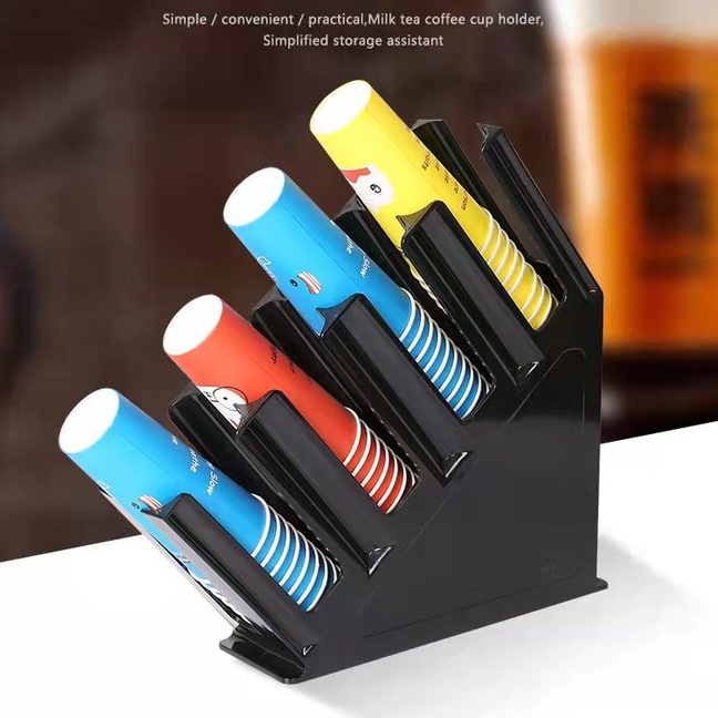 4 Compartments Plastic Cup Holder Full Size Counter Top Organizer Cup ...