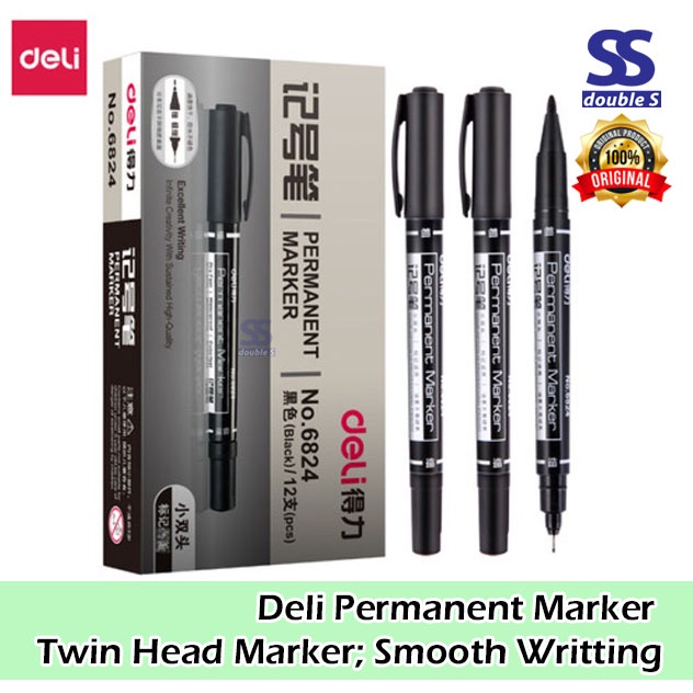 DELI PERMANENT MARKER NO.6824 Black Colour | Shopee Malaysia