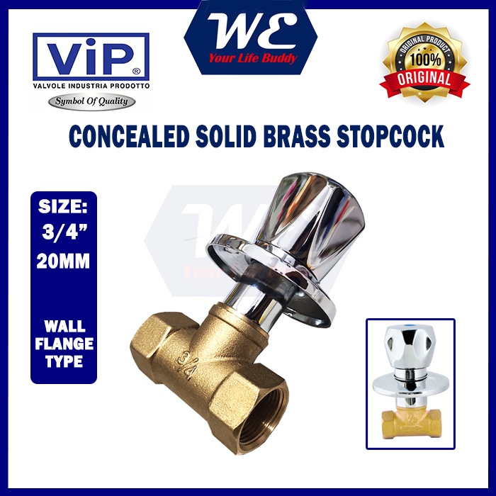 VIP 3/4" Concealed Stopcock Adjustable Wall Flange Brass Stopcock ...