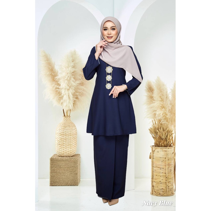 BAJU KURUNG BASIC NAVY BLUE COLLECTION SIZE S TO 5XL | Shopee Malaysia