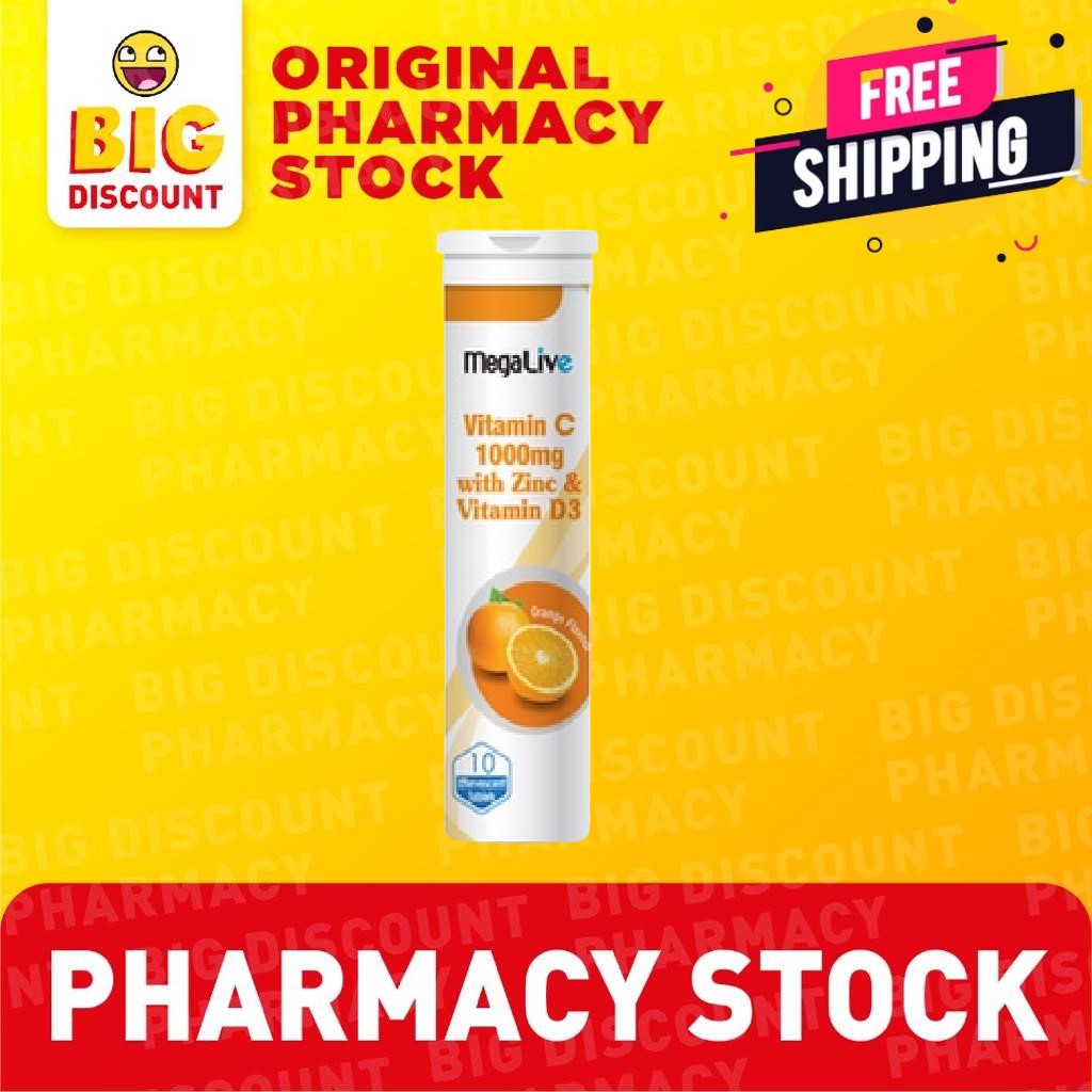 MEGALIVE VITAMIN C 1000MG WITH ZINC & VITAMIN D3 EFFERVESCENT TABLET 10'S / 4X10'S | Shopee Malaysia