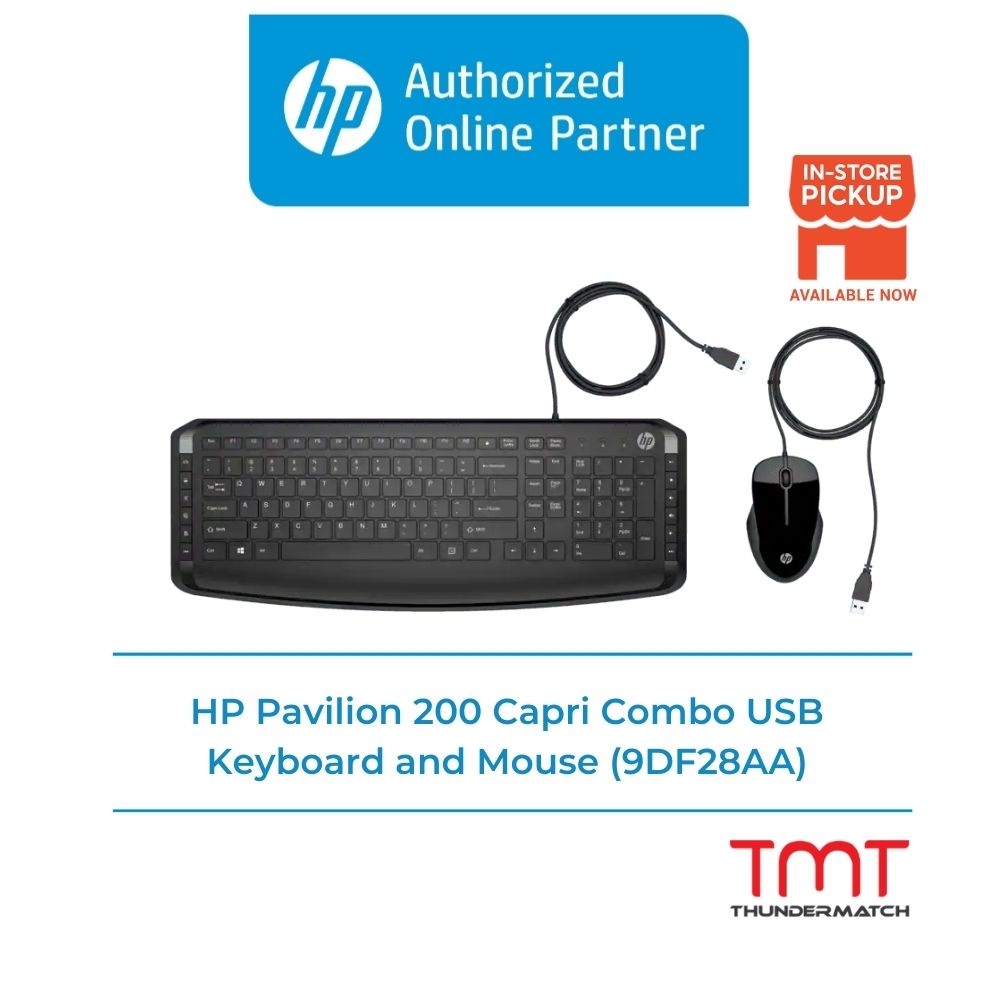 HP Pavilion 200 Capri Combo USB Keyboard and Mouse (9DF28AA) | 1 Year ...