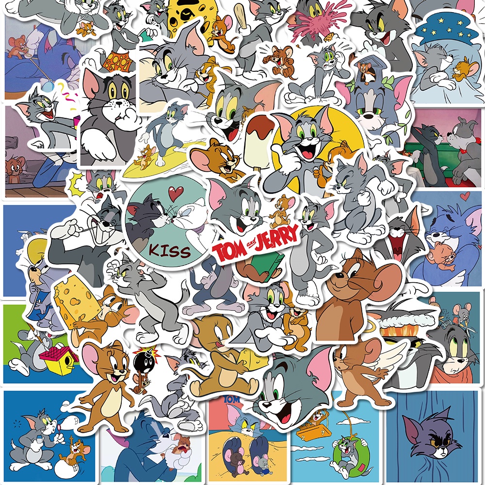 50pcs cartoon Tom and Jerry stickers children's fun hand account ...