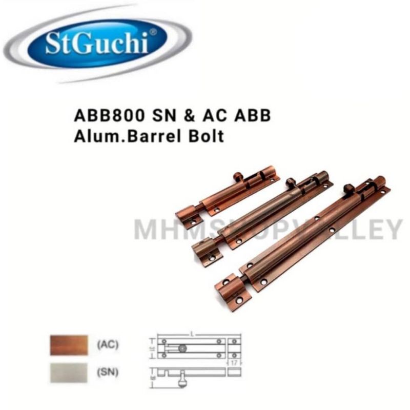 ST GUCHI ALUMINIUM BARREL BOLT 4" / 6" / 8" - 古铜AC/白色SN重型门插 | Shopee ...