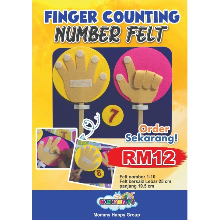 FINGER COUNTING NUMBER FELT, ABM NOMBER, ABM JARI TANGAN, TADIKA ...