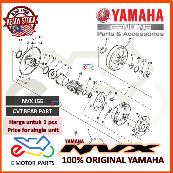 NVX155 CVT PULLEY BELAKANG CLUTCH SPRING BUSH NUT PIN SEAL AUTO HOUSING ...