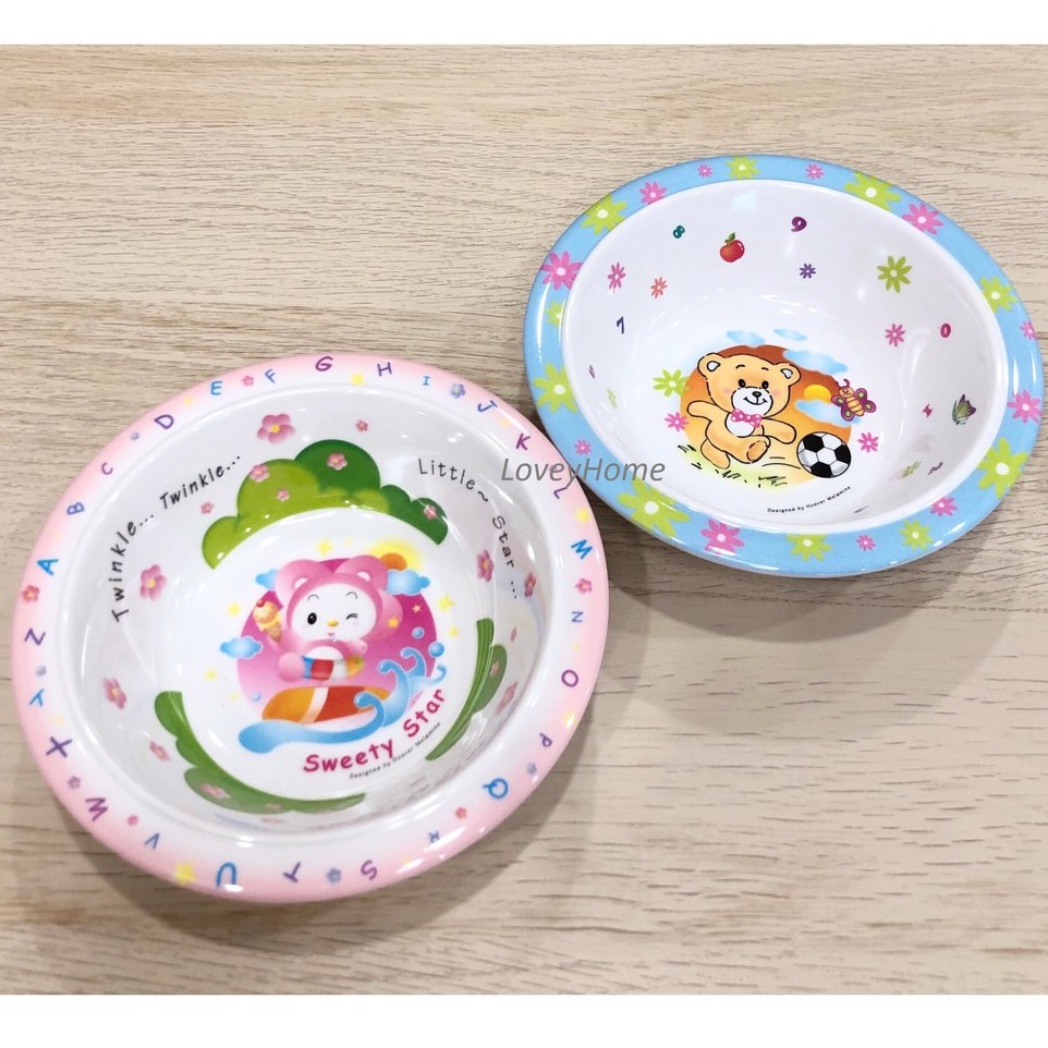 Melamine 6.5” Cartoon Kids Round Bowl Children Cutlery Tableware Meal ...