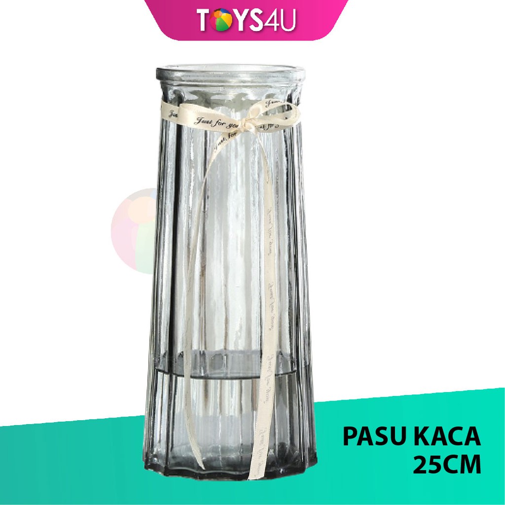 Pasu Kaca 25cm Colour Design Pasu Gubahan Transparent Glass Vase Flower ...