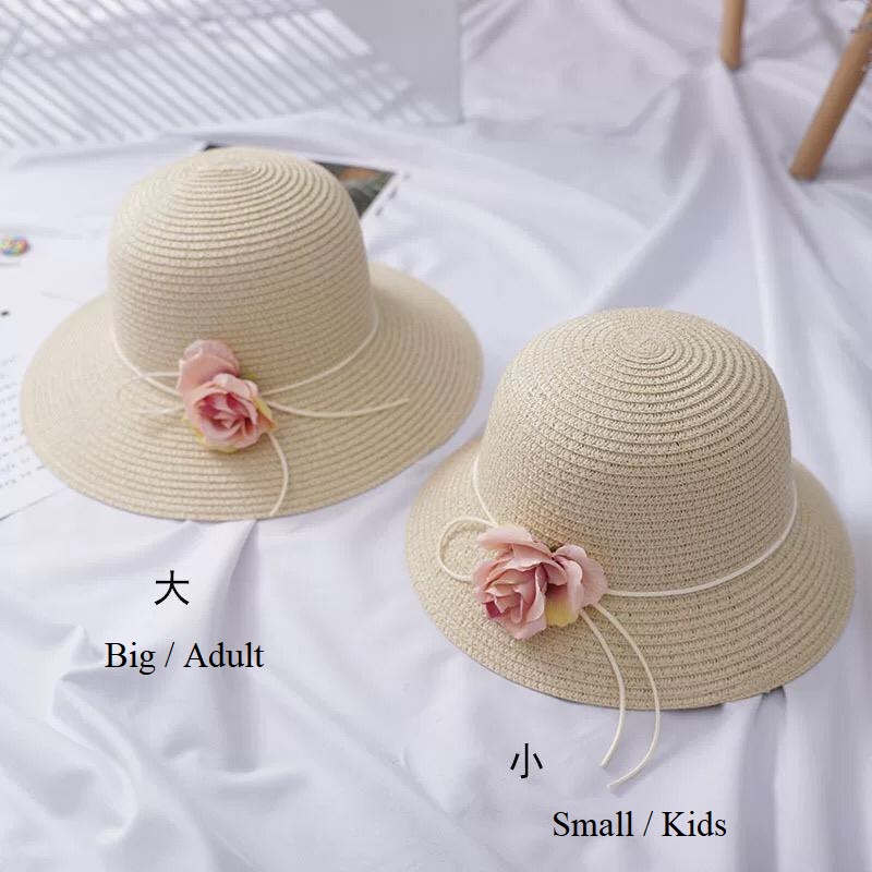 Summer parent-child hats mother daughter couple sun beach picnic ...