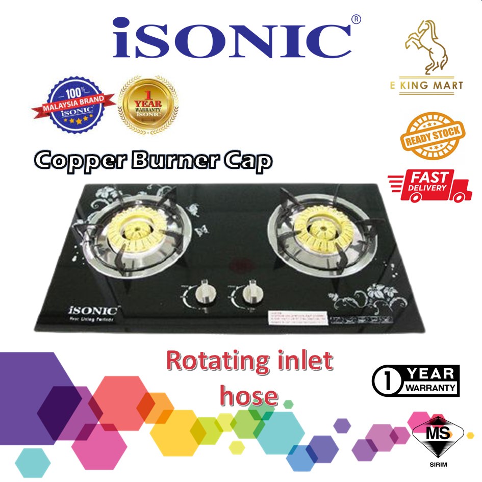 iSONIC Glass Hob Gas Stove Built In hob 10kW High Flame Table Top Gas ...