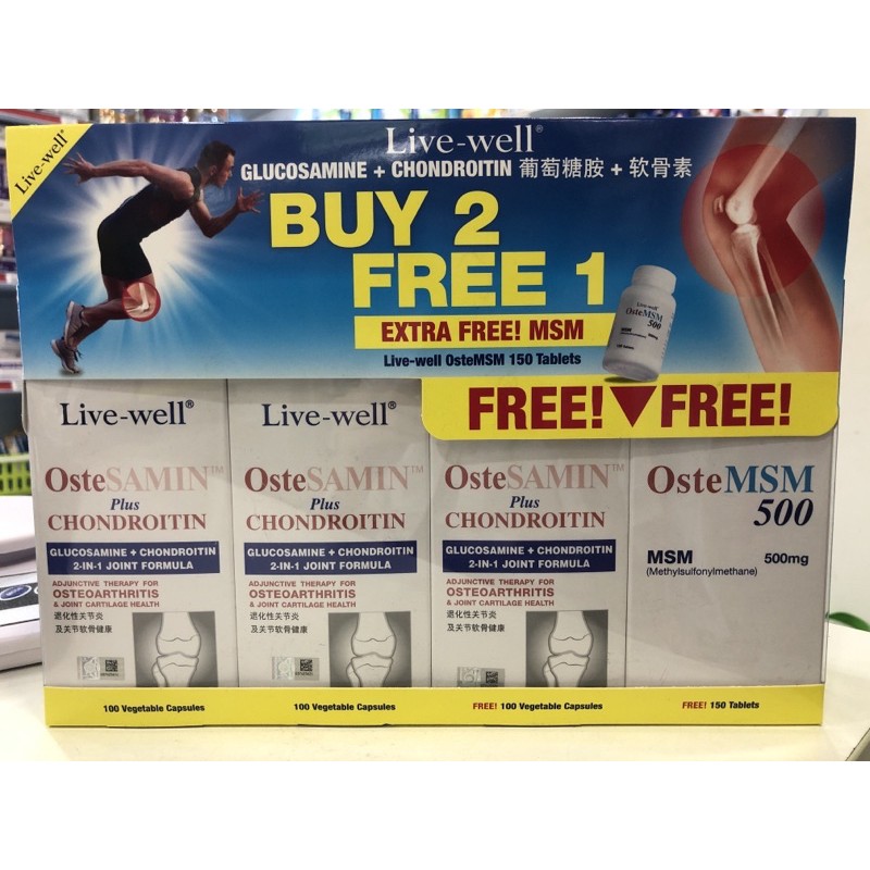 Live-well OsteSamin plus chondrotin (3x100’s) OsteMSM 500mg (150’s ...