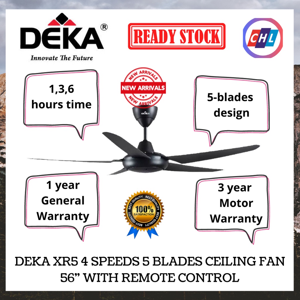 DEKA XR5 4 SPEEDS 5 BLADES CEILING FAN 56" WITH REMOTE CONTROL-DEKA ...
