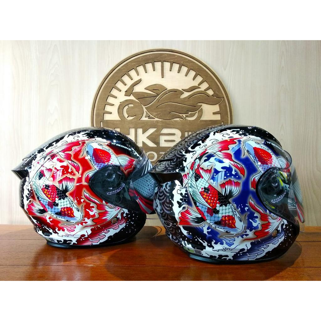 ARC XR IKAN KOI RED & BLUE & WHITE (YF DESIGN) HELMET | Shopee Malaysia