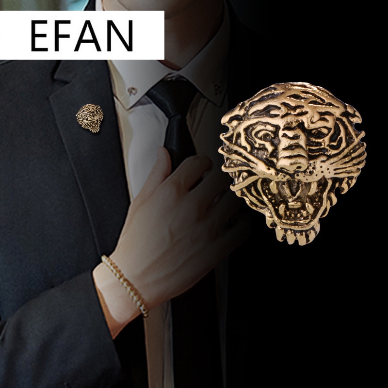 Best Selling Gold Silver Animal Brooch Chinese Retro Tiger Brooch Men's ...