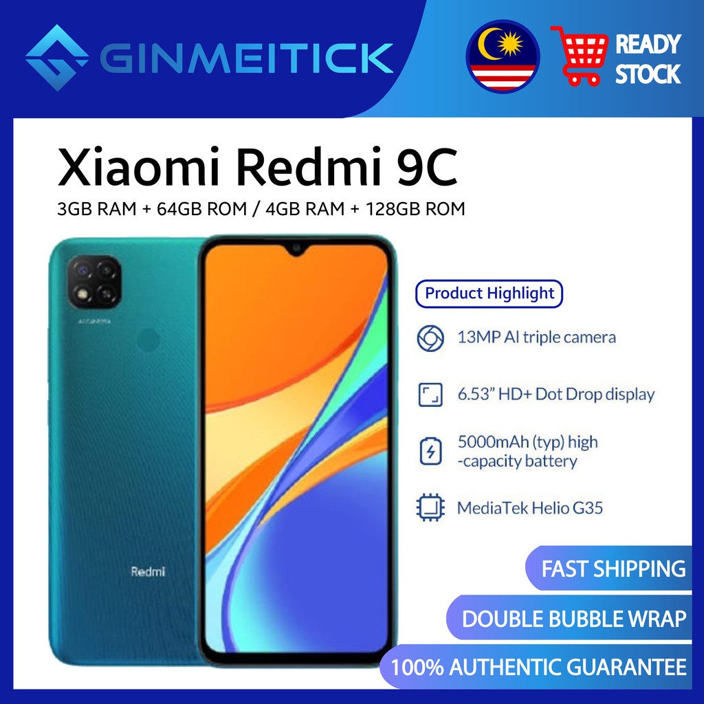 Xiaomi Redmi 9C Smartphone | 3GB RAM + 64GB ROM / 4GB RAM + 128GB ROM | Shopee Malaysia