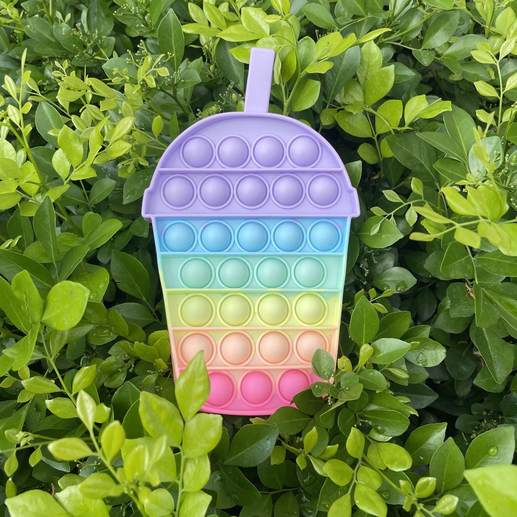 LOCAL LOLIPOP BOBA CUP RAINBOW Macaron Pop It Toy Milk Tea Coke Cup ...