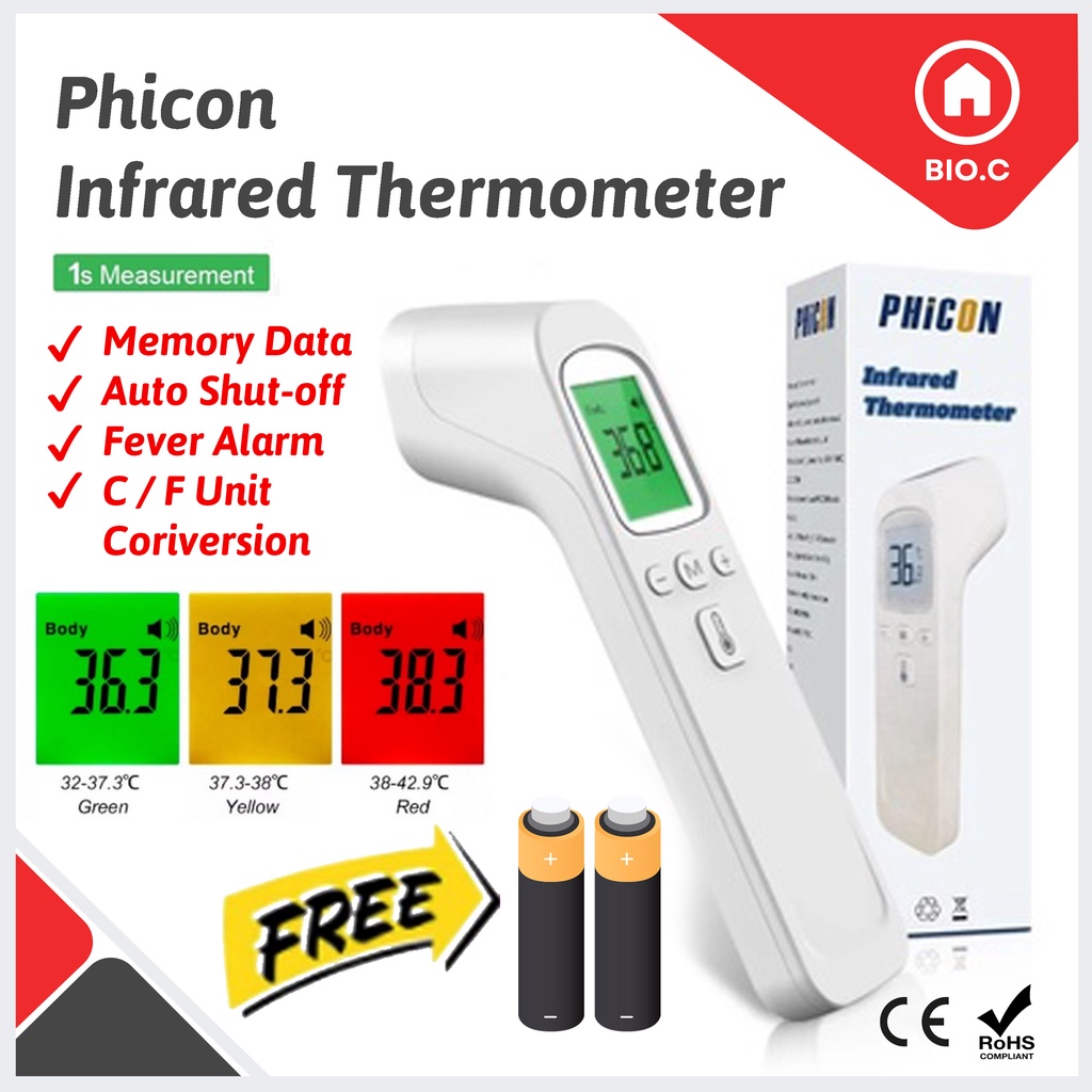 PHICON Infrared Thermometer Non-Contact Laser Forehead Thermometer ...