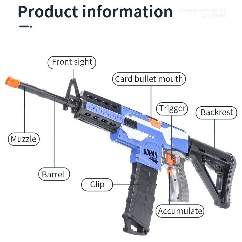 Rechargeable M4A1 electric toy guns Big Size foam bullet lembut peluru ...