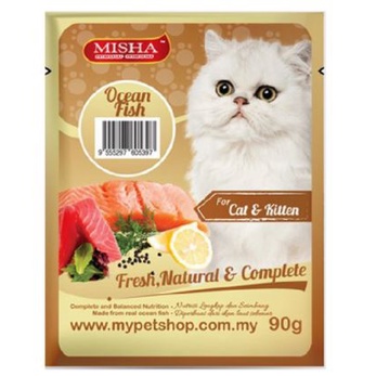 MISHA WET CAT FOOD MACKEREL SALMON (POUCH) 90G | Shopee Malaysia