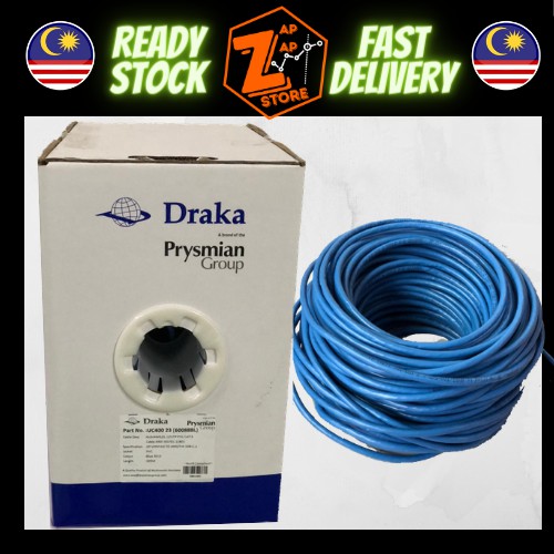 DRAKA U/UTP PVC CAT6 305M NETWORK CABLE BLUE COLOR 4x2AWG23 (UC400 23 ...